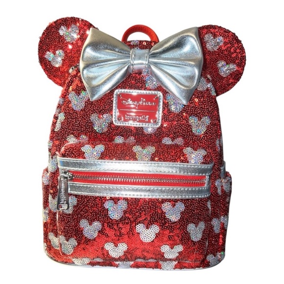 Loungefly | Bags | Loungefly Red And Silver Sequin Backpack | Poshmark
